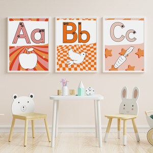 Groovy Retro Alphabet Posters, Printable Classroom Decor, Instant ...