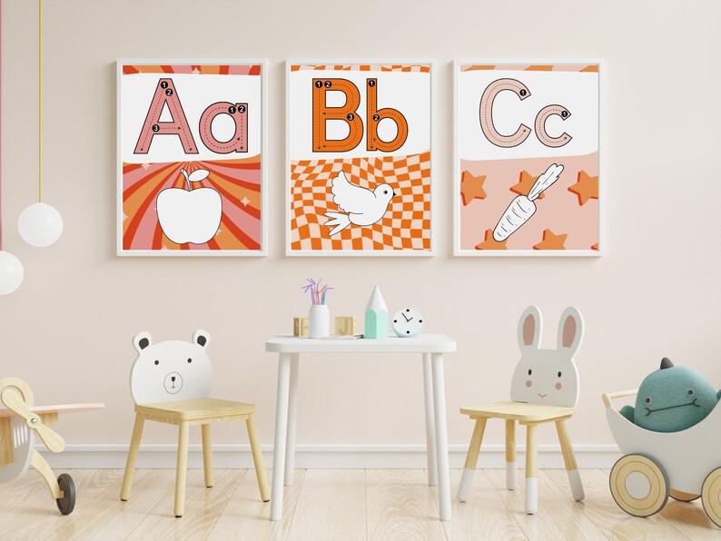 Groovy Retro Alphabet Posters Printable Classroom Decor - Etsy