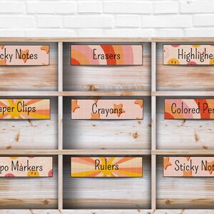 Groovy Retro Editable Supply Labels, Printable Classroom Decor, Instant ...