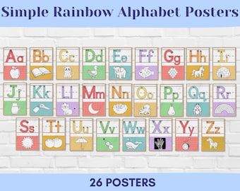 Boho Rainbow Alphabet Posters, Boho Classroom Decor, Boho Spotty ABC ...