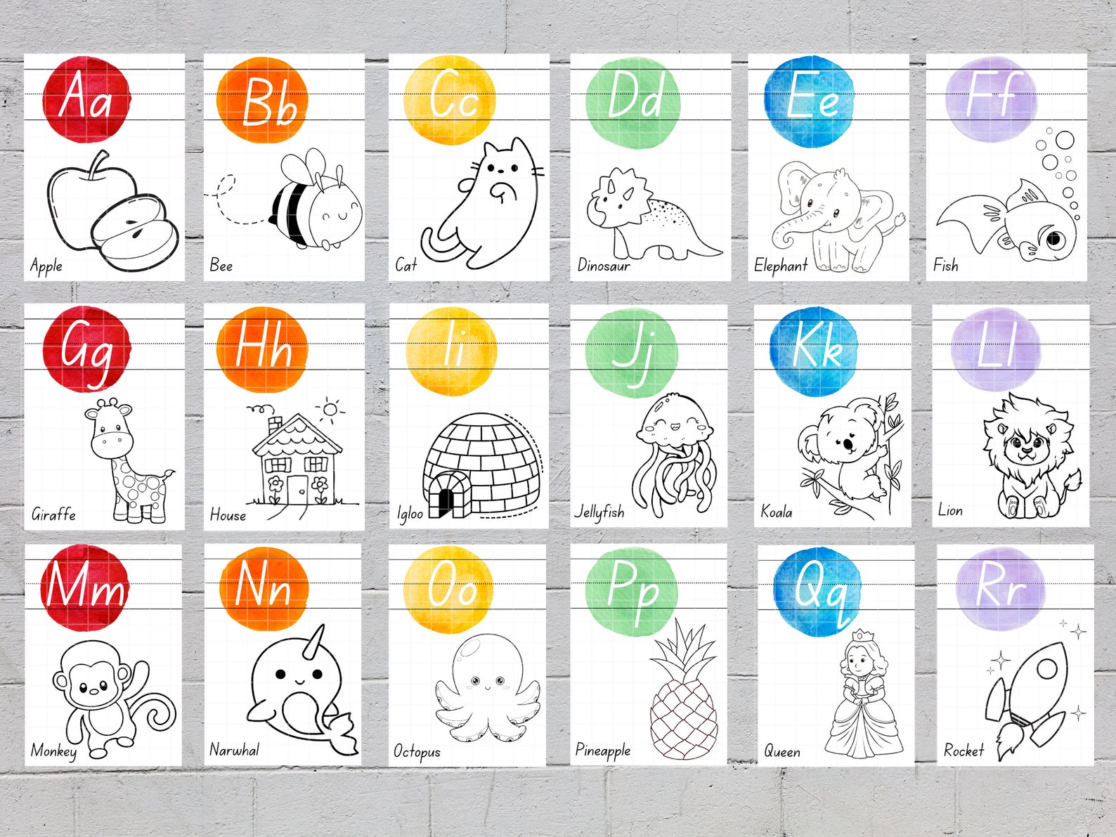 Rainbow Watercolor Theme: Alphabet Poster Printable Classroom - Etsy