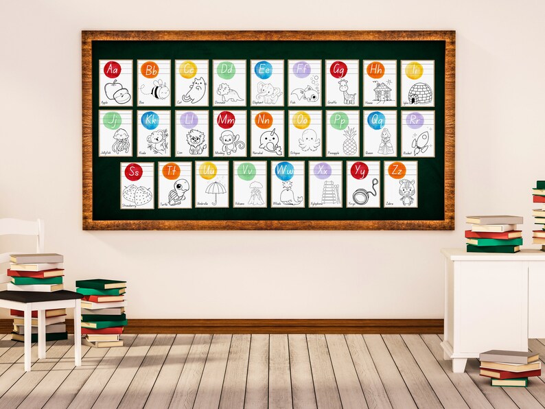 Rainbow Watercolor Theme: Alphabet Poster Printable Classroom - Etsy