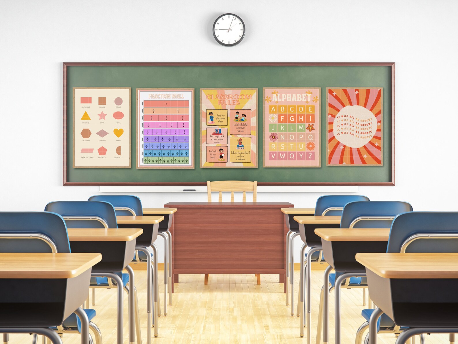 Groovy Retro Theme: Poster Bundle, Printable Classroom Decor, Instant ...