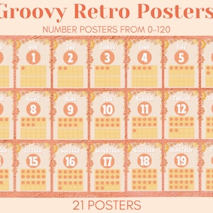 Groovy Retro Number Posters, Numbers 0-20, Printable Classroom Decor ...
