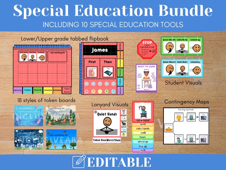 Special Education Tools Bundle, Token Board, Visual Prompts, Visual ...