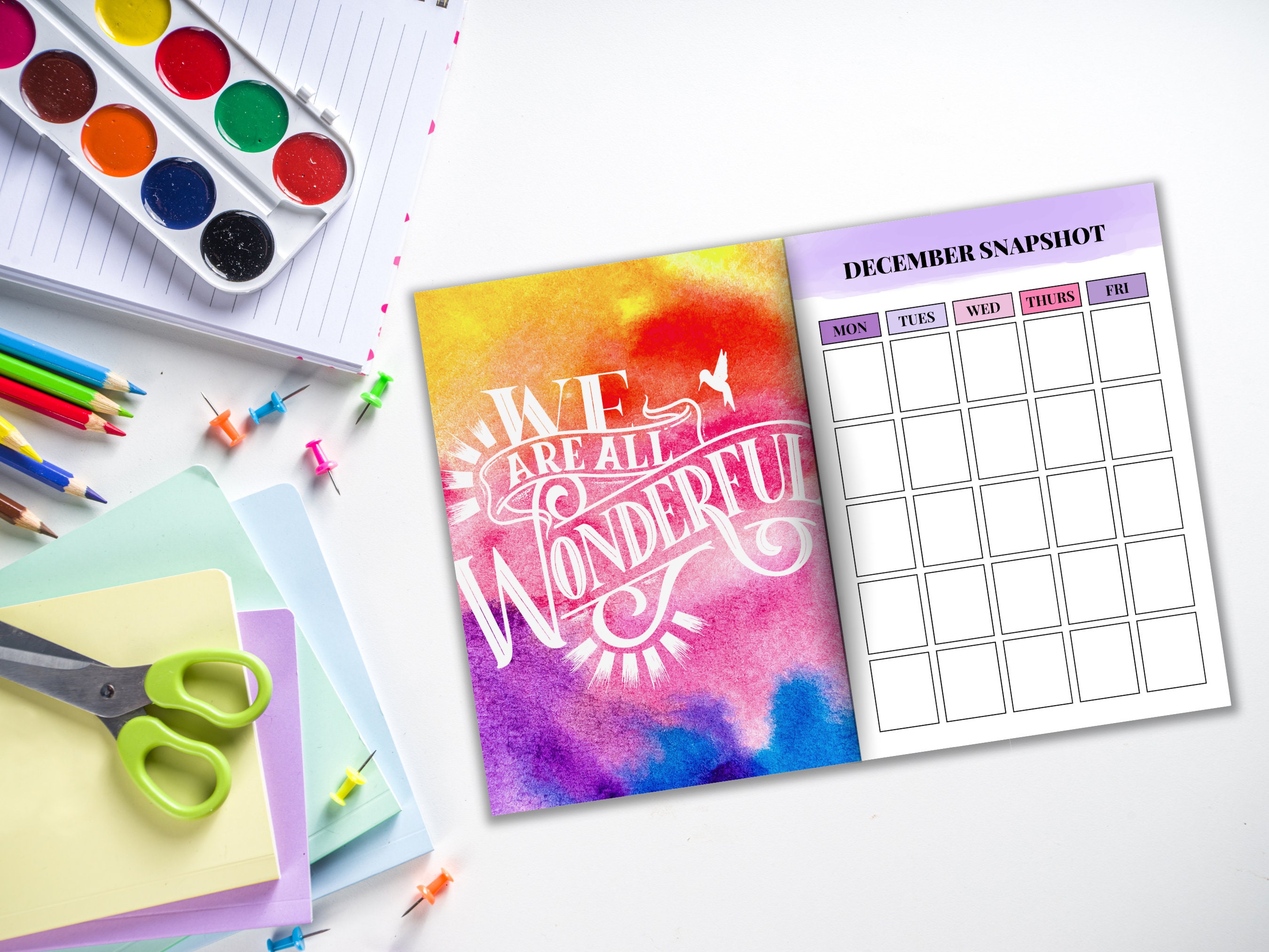 EDITABLE Rainbow Watercolor Teacher Planner, Canva Template, Teacher ...