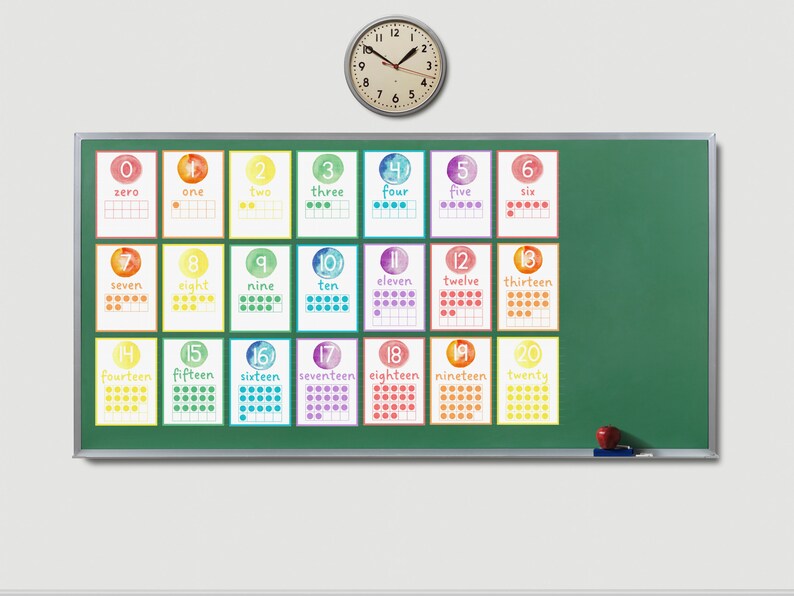 Rainbow Watercolor 0-20 Number Posters With Tens Frames - Etsy