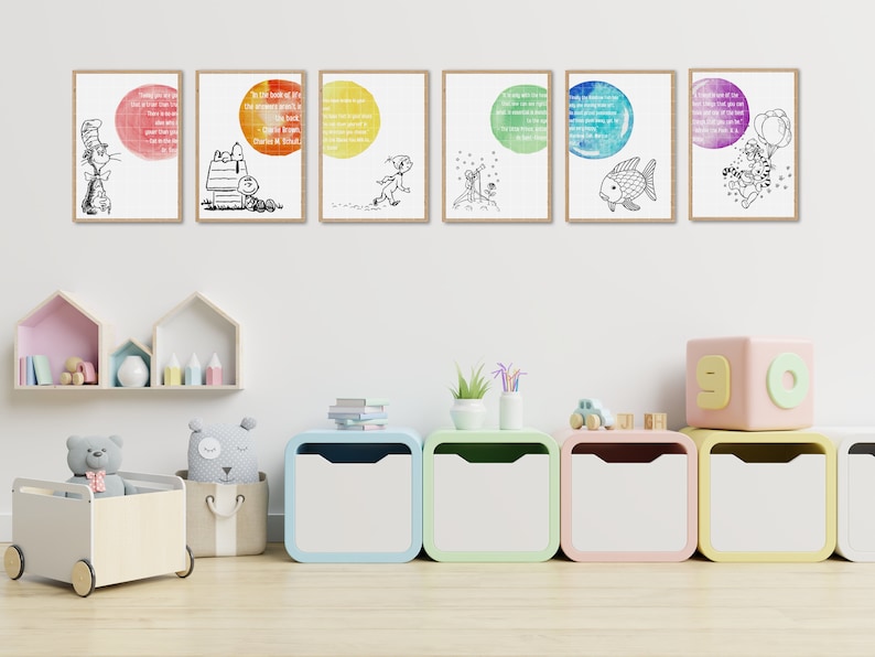 Children's Book Character Gallery Wall Posters Rainbow - Etsy