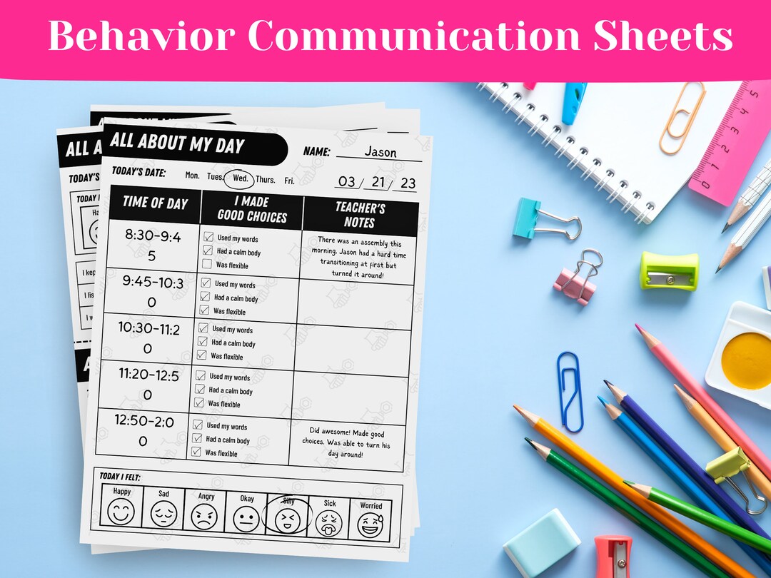 Editable Social-emotional and Behavior Communication Sheets, Special ...