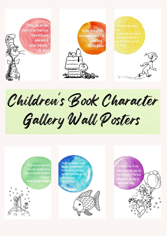 Children's Book Character Gallery Wall Posters Rainbow | Etsy