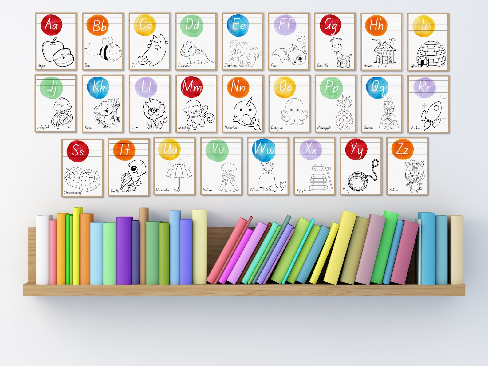 Rainbow Watercolor Theme: Alphabet Poster Printable Classroom - Etsy