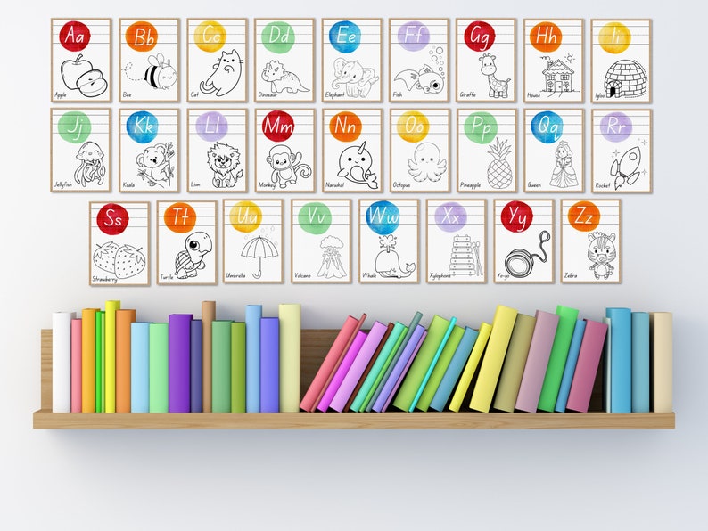 Rainbow Watercolor Theme: Alphabet Poster Printable Classroom - Etsy