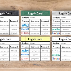 Editable Student Log-in Cards, Editable Classroom Materials, Instant ...