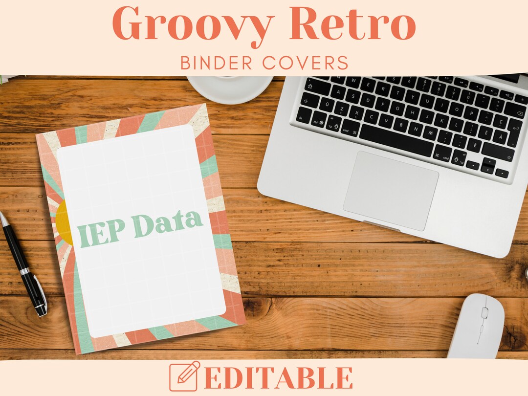 Groovy Retro Editable Binder Covers, Instant Download, Printable ...