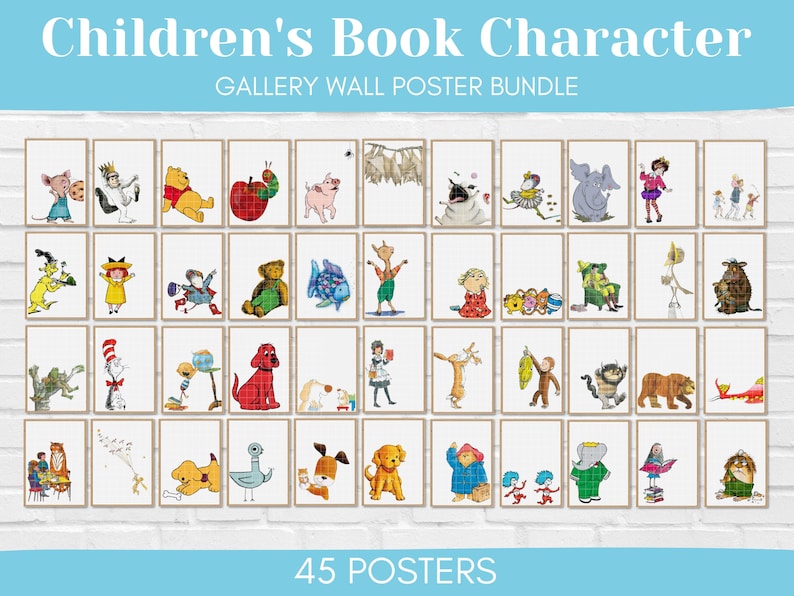 Children's Book Character Gallery Wall Poster Bundle - Etsy