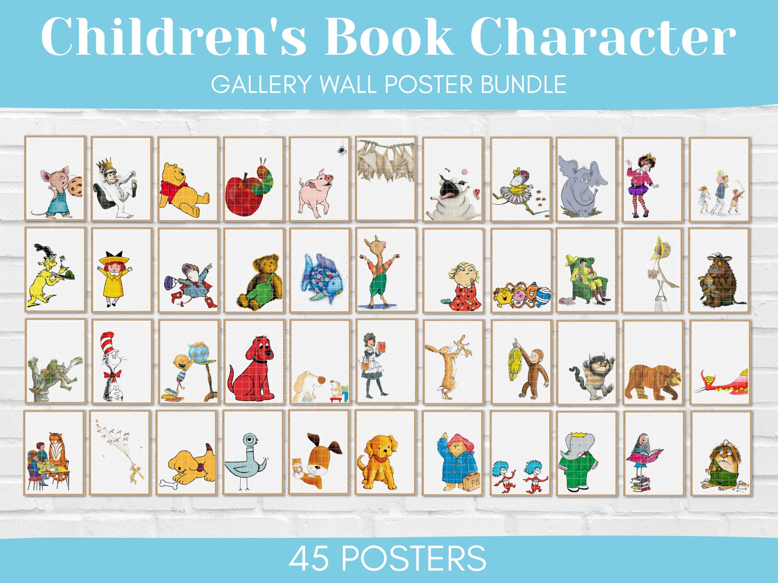 Children's Book Character Gallery Wall Poster Bundle - Etsy