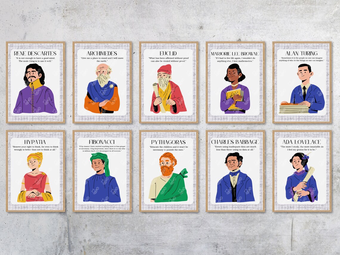 Famous Mathematicians Posters Classroom Decor Printable - Etsy