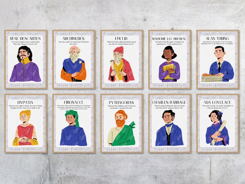 Famous Mathematicians Posters Classroom Decor Printable - Etsy