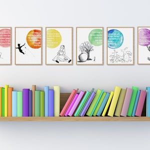 Children's Book Character Gallery Wall Posters, Rainbow Watercolor ...