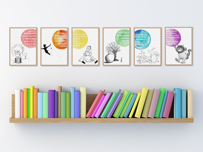 Children's Book Character Gallery Wall Posters Rainbow - Etsy