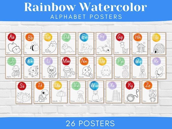Rainbow Watercolor Theme: Alphabet Poster Printable Classroom - Etsy ...