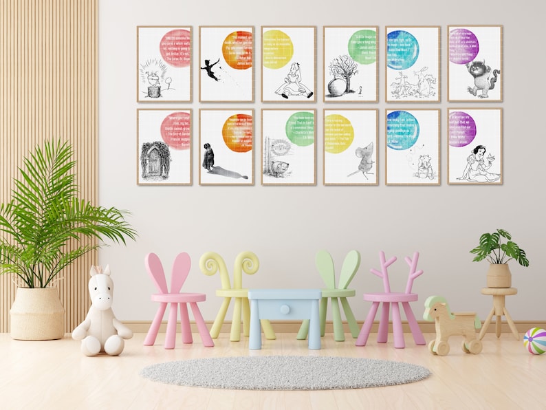 Children's Book Character Gallery Wall Posters Rainbow - Etsy