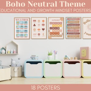 Boho Neutral Theme: Classroom Poster Bundle, Printable Classroom Decor ...
