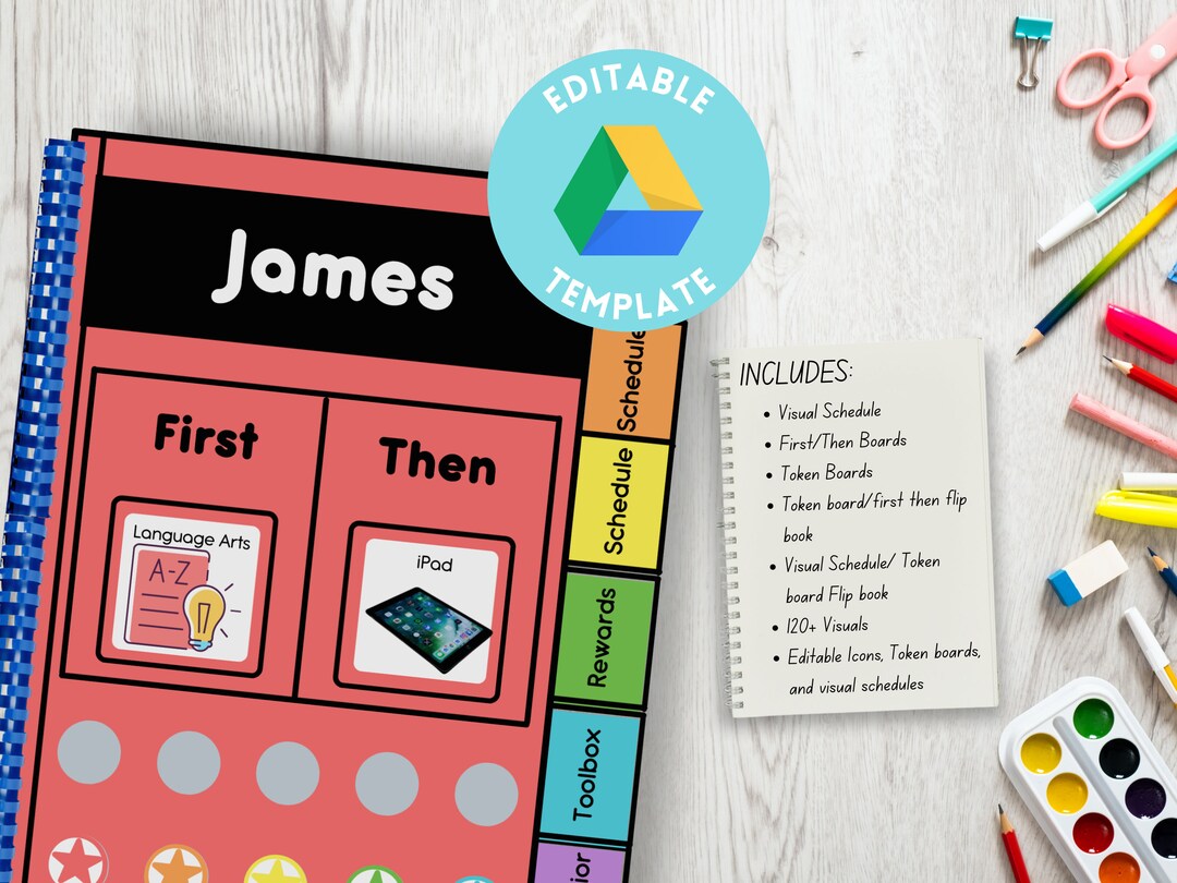 Editable Visual Schedule and Token Board Tabbed Flip Book - Etsy Portugal