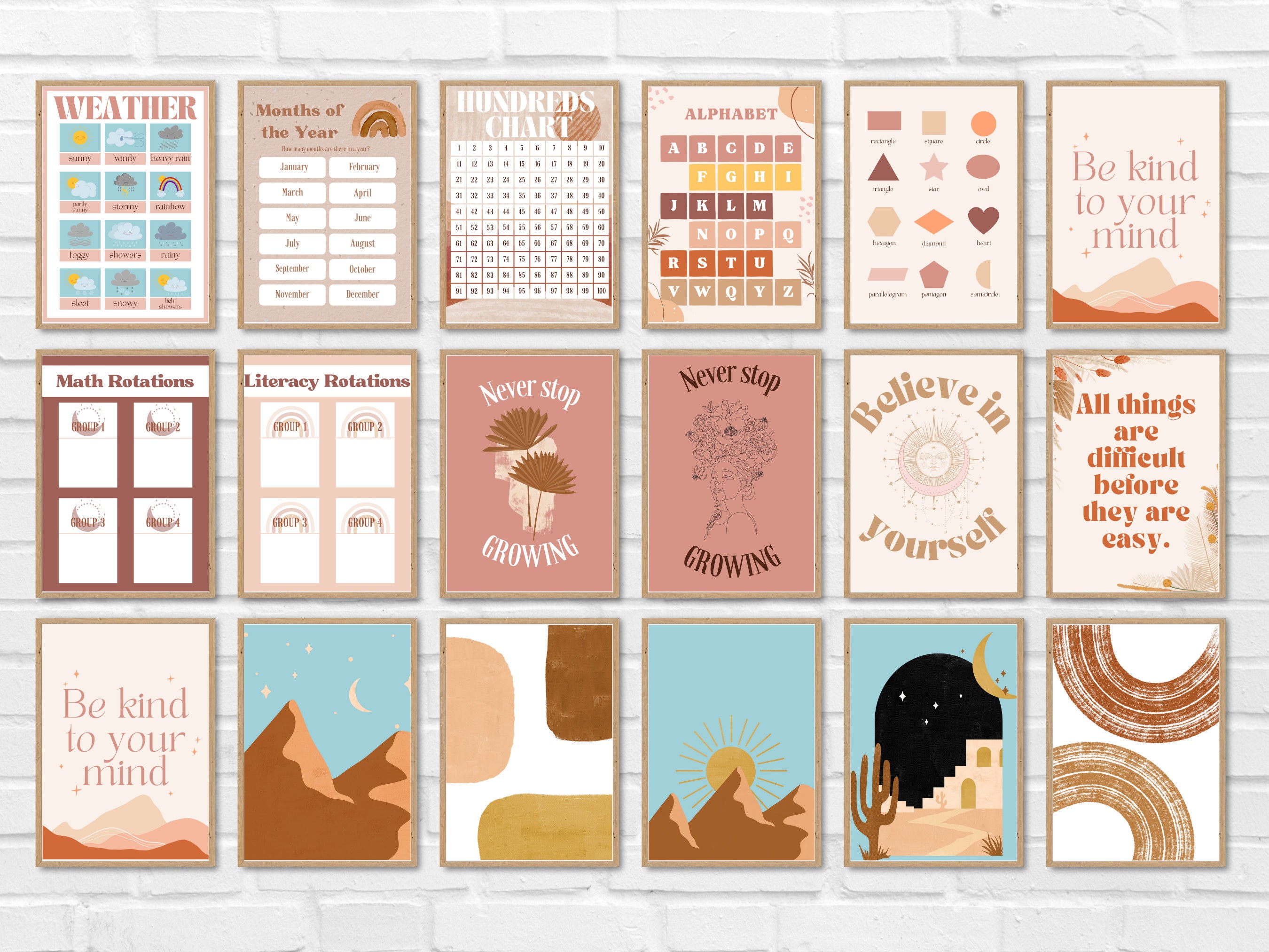 Boho Neutral Theme: Classroom Poster Bundle, Printable Classroom Decor ...