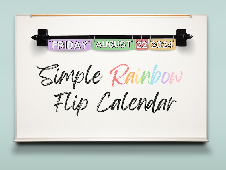 Simple Rainbow Flip Calendar, Instant Download, Printable Classroom ...