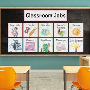 Rainbow Watercolor Classroom Jobs Printable Display, Editable File ...