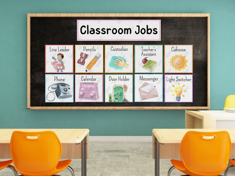 Rainbow Watercolor Classroom Jobs Printable Display, Editable File ...