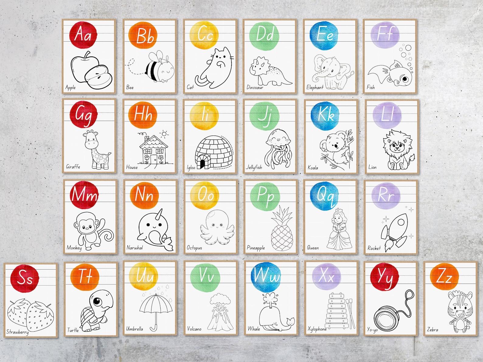 Rainbow Watercolor Theme: Alphabet Poster Printable Classroom - Etsy