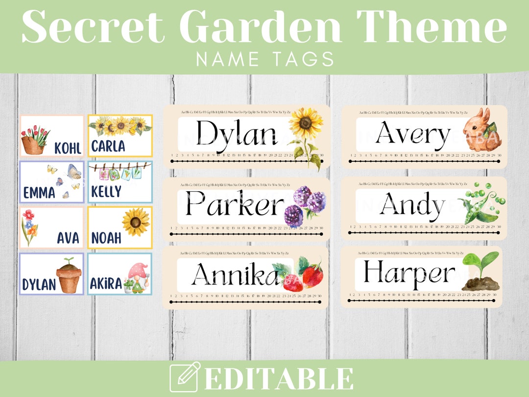 Watercolor Garden Theme: Editable Name Tags, Printable Classroom Decor ...
