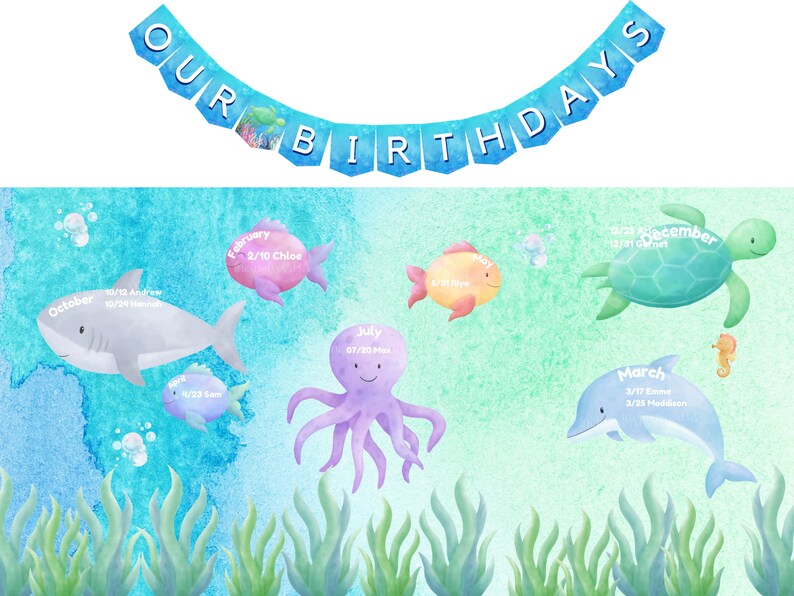 Under the Sea Theme: Editable Birthday Display Board - Etsy