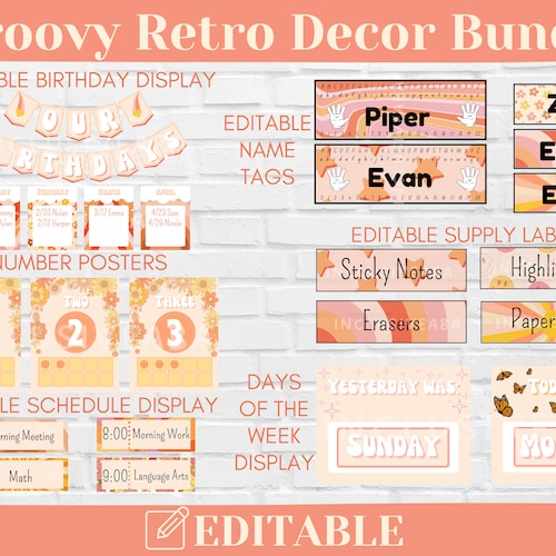 Groovy Retro Alphabet Posters Printable Classroom Decor - Etsy