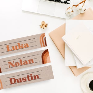 Boho Neutral Theme: Editable Name Tags, Printable Class Decor, Boho ...