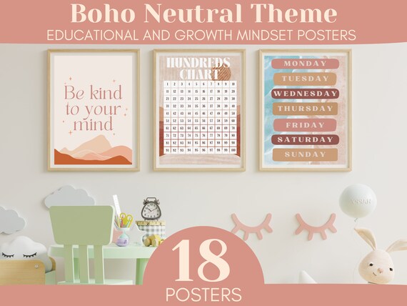 Boho Neutral Theme: Classroom Poster Bundle Printable - Etsy