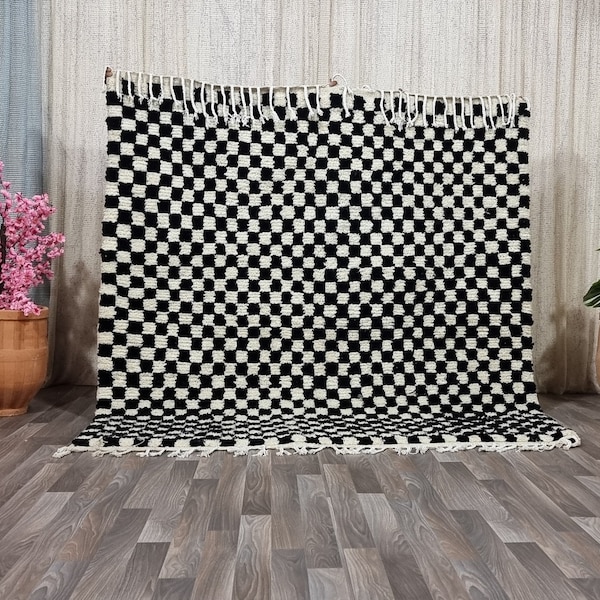 Black and White Checkered Rug - Etsy