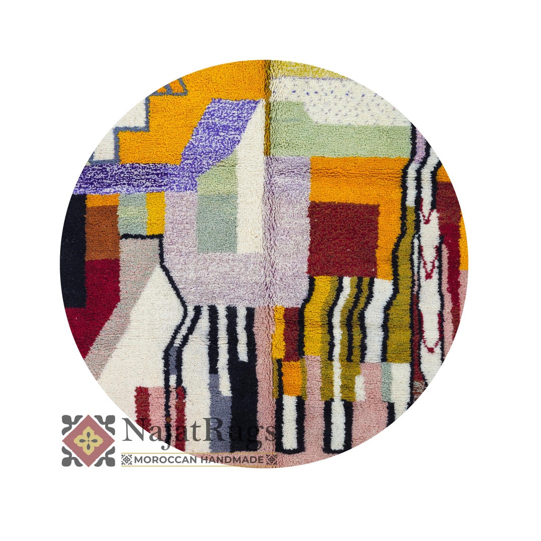 Gorgeous Beni Ourain Round Rug -geometric Multicolor Round Rug ,round ...