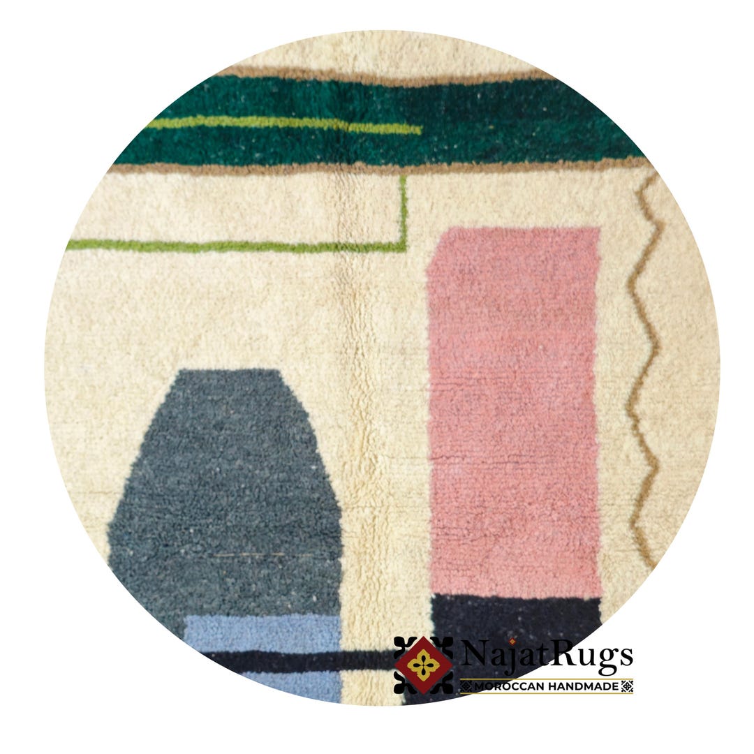 Custom Round Rug , Artistic Round Moroccan Colorful Rug , Round Wool ...