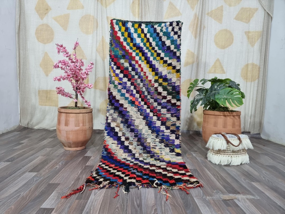 Extra Long Hallway Rugs Runners -vintage Checkered Rug Runner -colorful ...