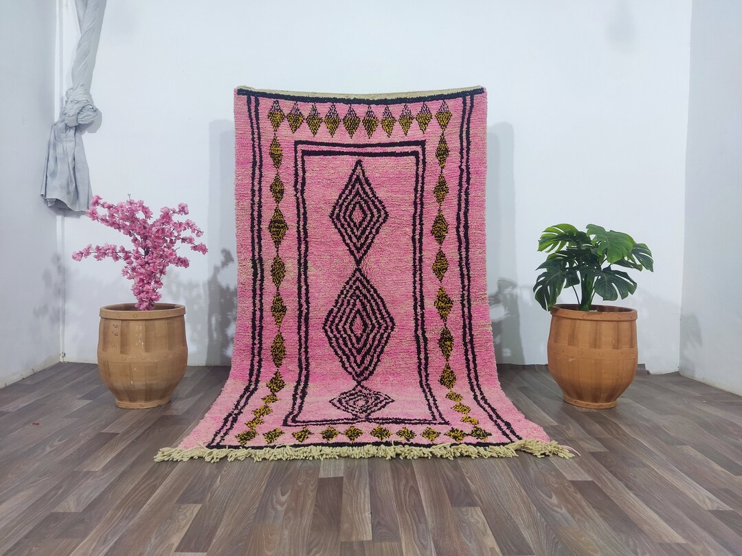 Unique PINK HANDMADE RUG ,genuine Wool Rug, Handmade Rug ,colorful Rug ...
