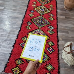 VINTAGE RUG RUNNER ,bohemian Red Colorful Rug ,unique Boujad Colorful ...