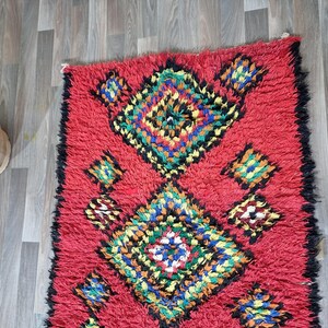 VINTAGE RUG RUNNER ,bohemian Red Colorful Rug ,unique Boujad Colorful ...