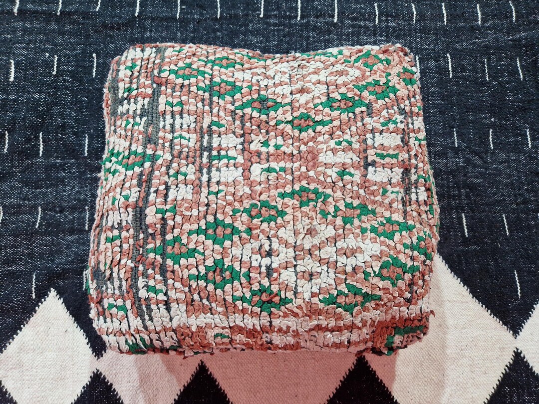 Moroccan Pouf for Living Room- Outdoor Furniture Pouf, Vintage Moroccan ...