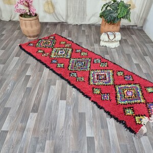 VINTAGE RUG RUNNER ,bohemian Red Colorful Rug ,unique Boujad Colorful ...