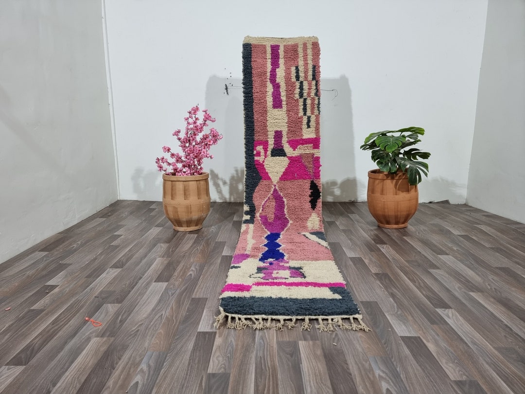 Gorgeous Narrow Runner Rug ,pink Runner Rug Hand Knotted ,berber ...