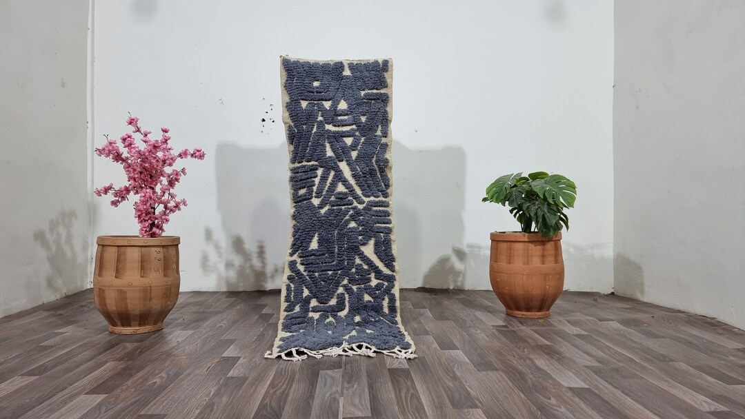 Artistic Beni Mrirt Blue Rug Runner custom Rug Blue Wool Shaggy Rug ...