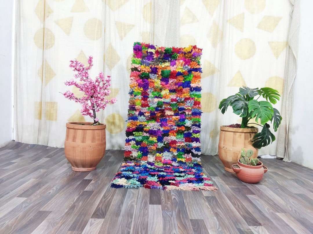 Moroccan Checkered Berber Rug-handmade Runner,amazing Multicolored Rug ...